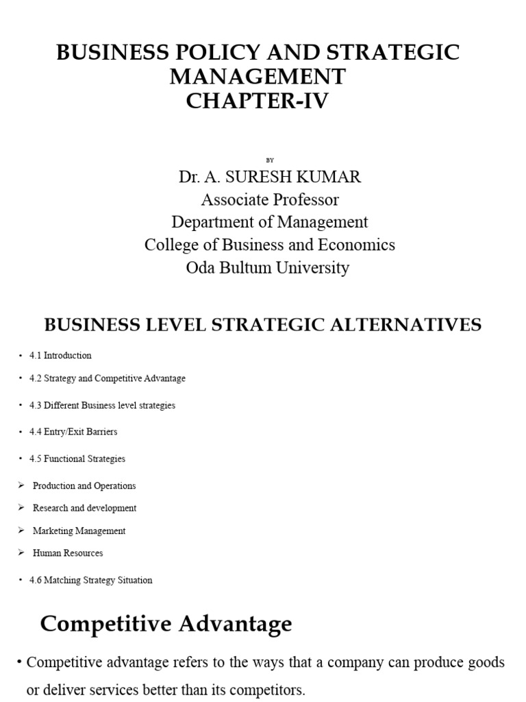 Ch-Iv BPSM | PDF | Competitive Advantage | Strategic Management