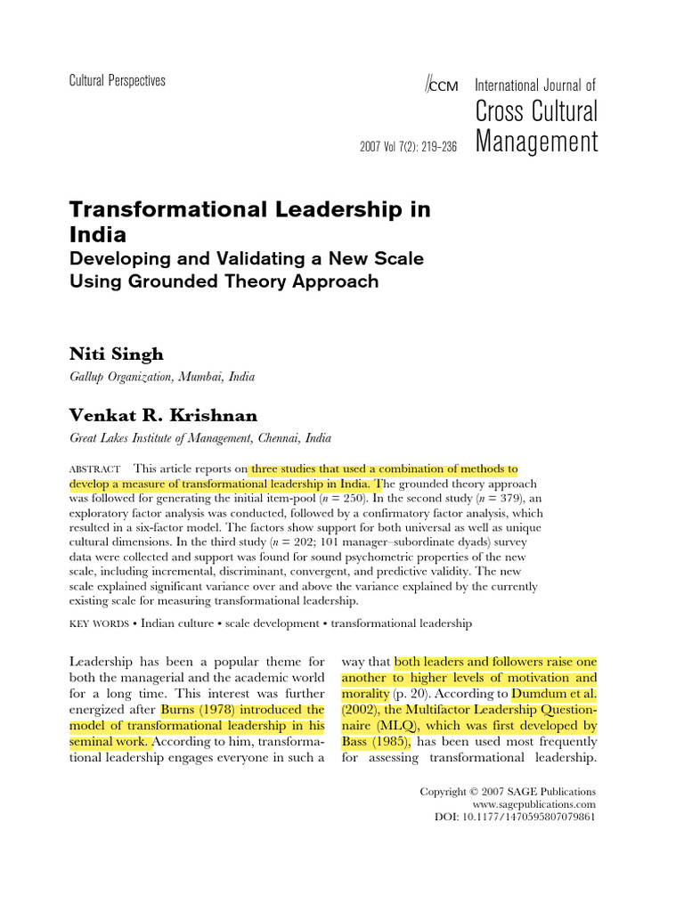 Transformational Leadership Scale | PDF | Leadership | Transformational ...