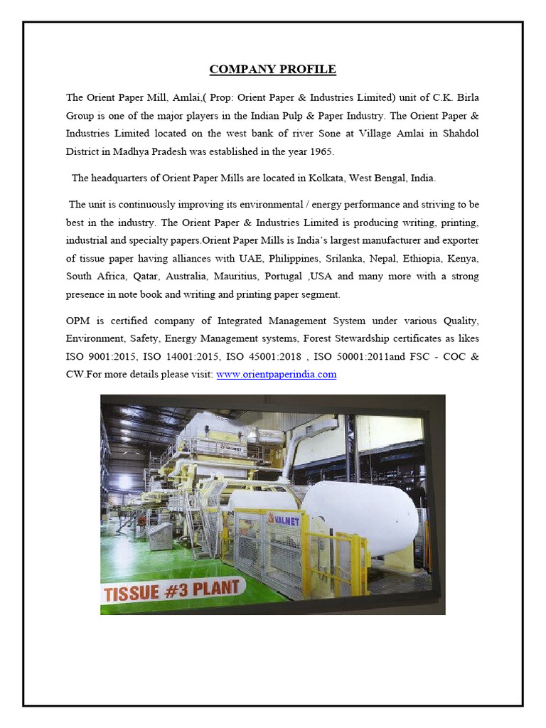 Company Profile | PDF | Paper | Employment