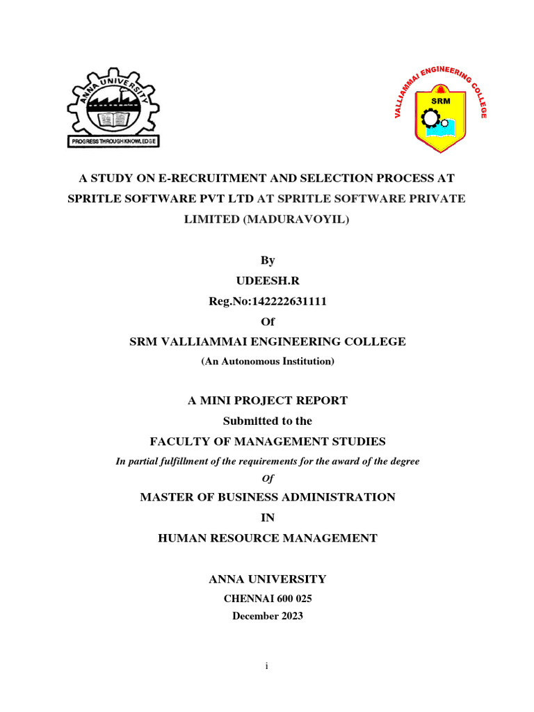 Udeesh Mini Project Final - E-Recruitment | PDF | Recruitment | Internet Of Things