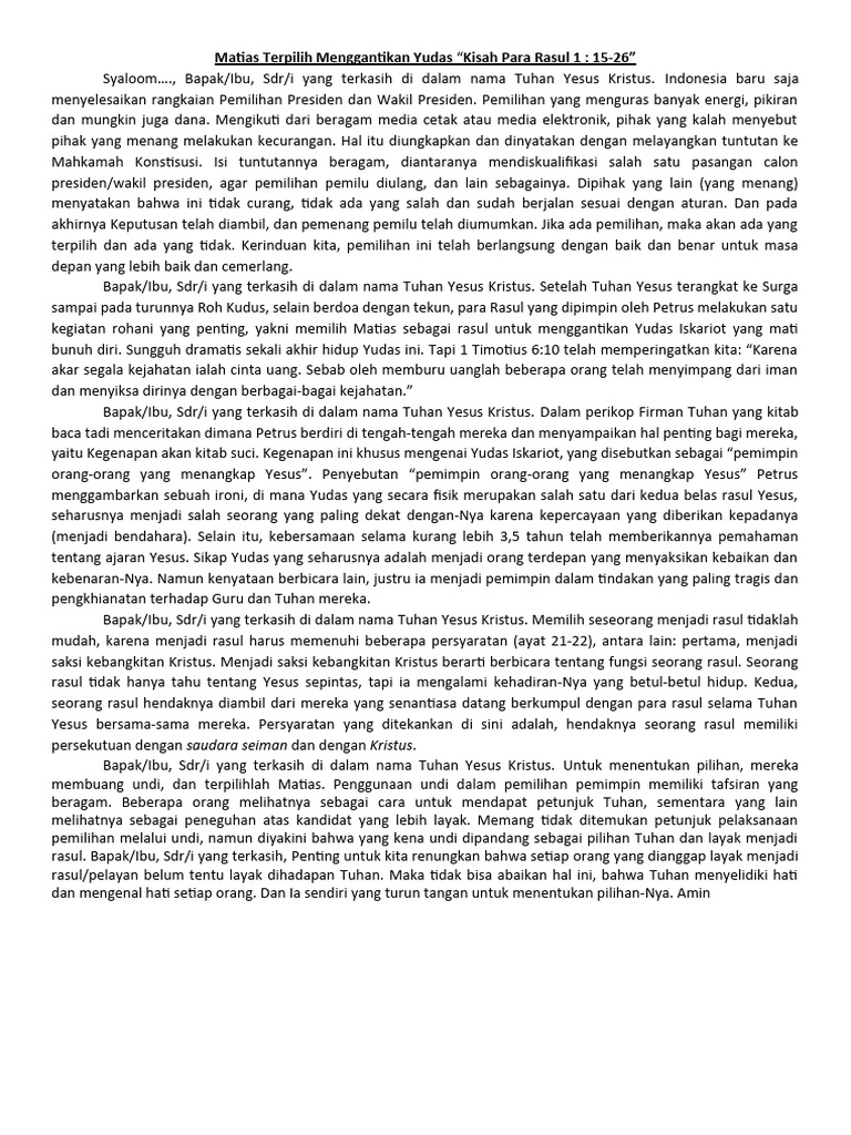 Ringkasan Khotbah Minggu 12 Mei 2024 | PDF