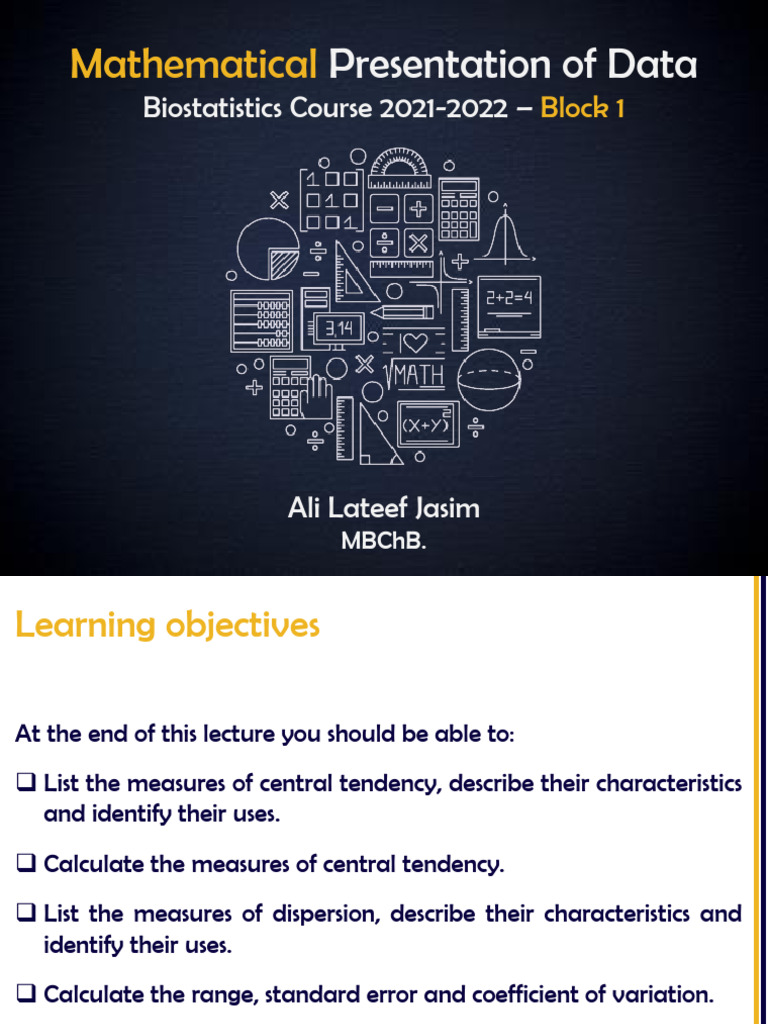 1.2 Mathematical Presentation of Data | PDF | Variance | Mean