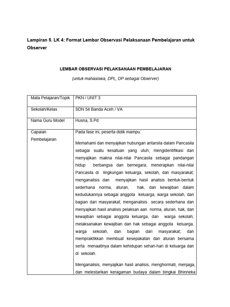 01.05.6-B4-10 Unggah LK 4 - Lembar Observasi Pembelajaran - Siklus 2 | PDF | Kesehatan Holistik