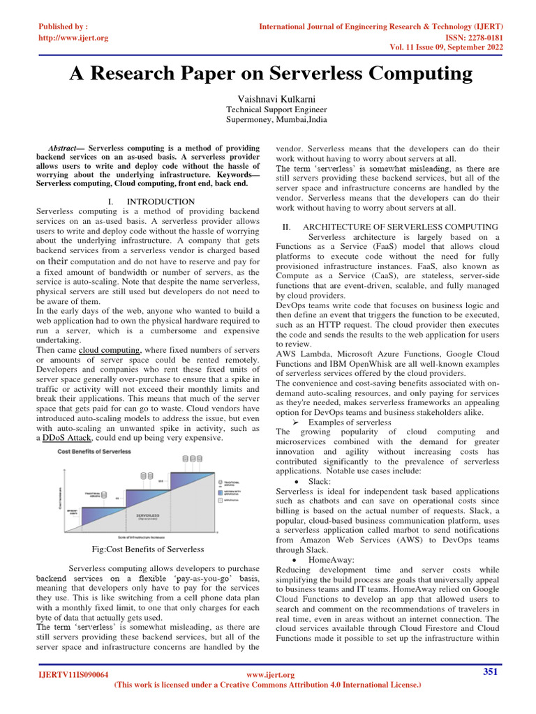 Serverless Computing Research Paper | PDF | Cloud Computing | Software Engineering