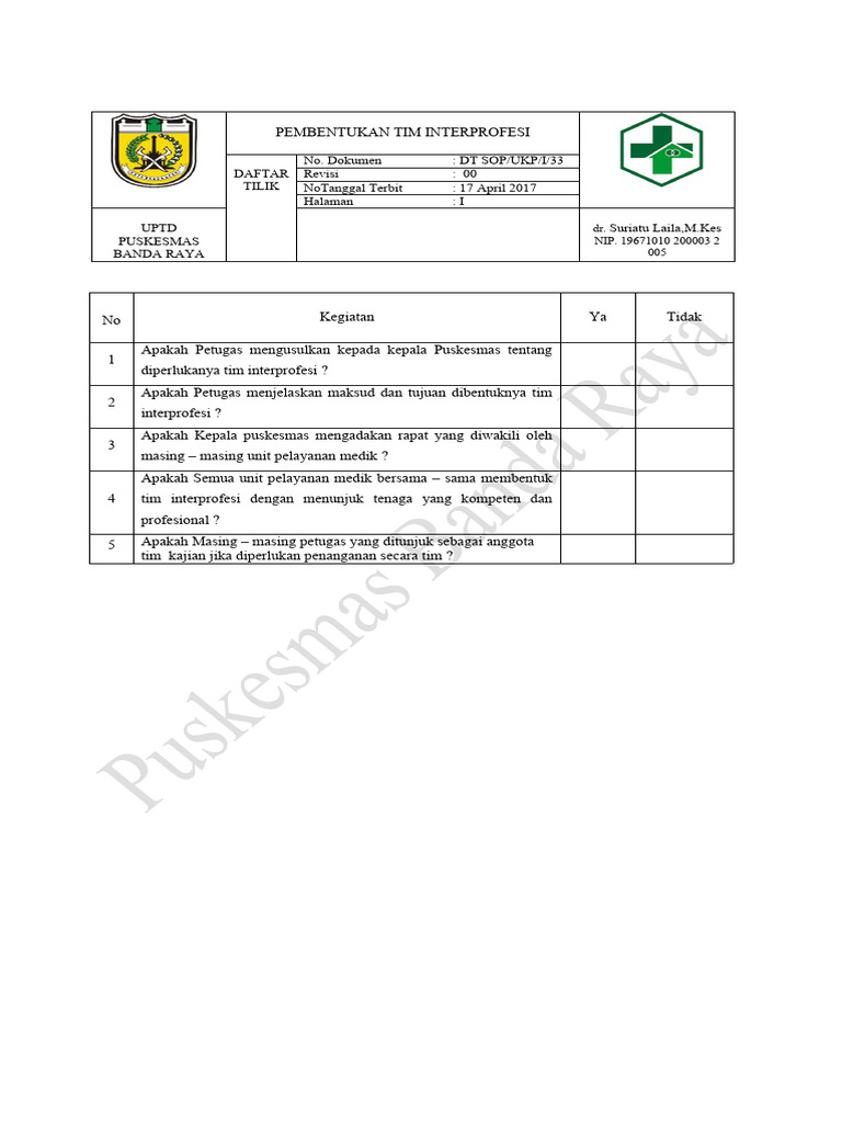 Daftar Tilik Sop | PDF