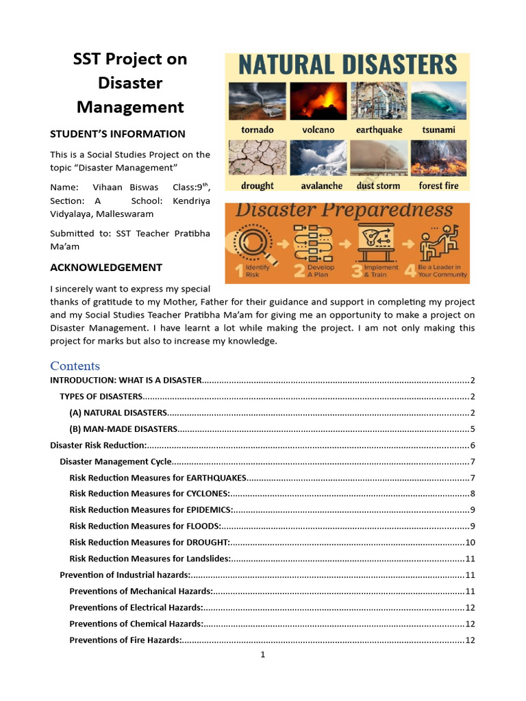 SST Disaster Management Project | Download Free PDF | Flood | Natural Disasters