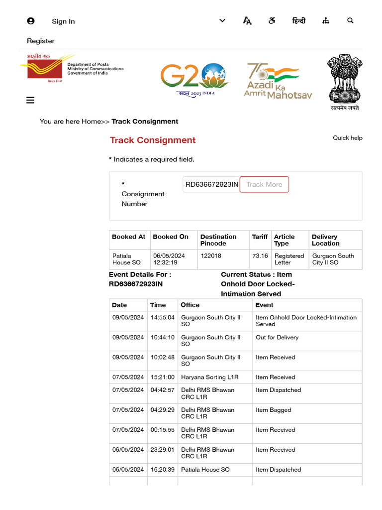Track Consignment GURGAON | PDF