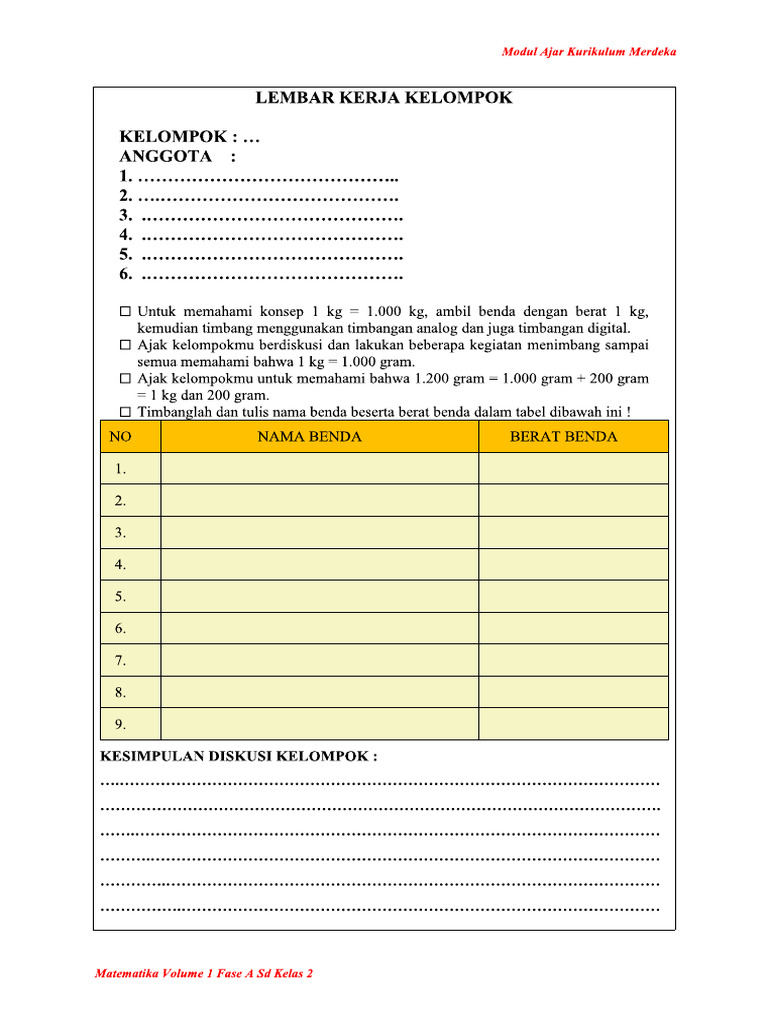 LKPD Matematika Kelas 2 Kurmer | PDF