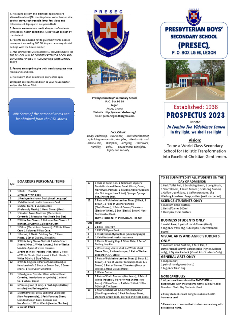 Presec Legon Prospectus | PDF | Sweater | Clothing