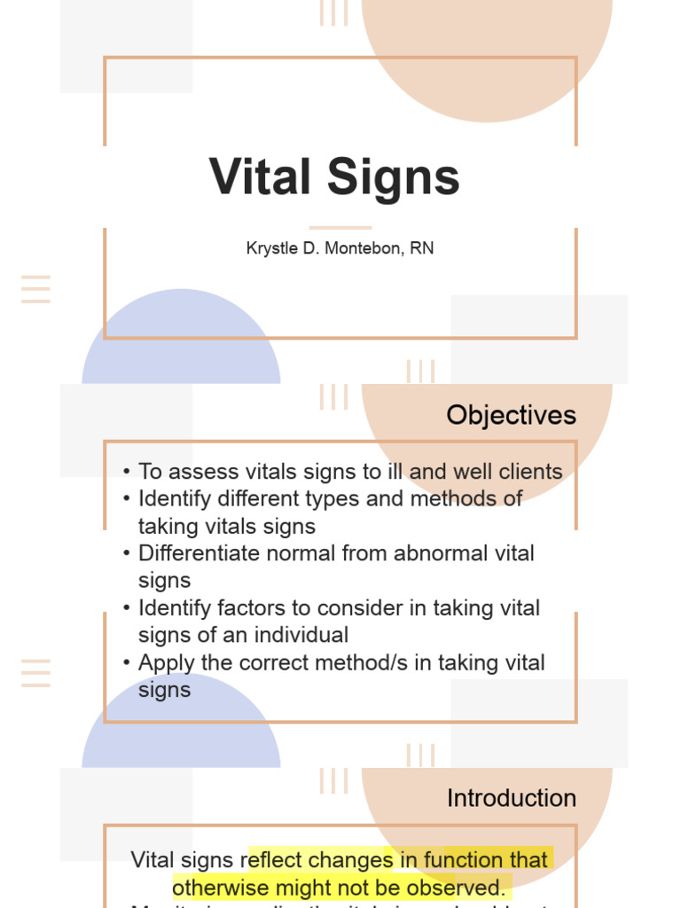 Week 7 Vital Signs | PDF | Blood Pressure | Breathing