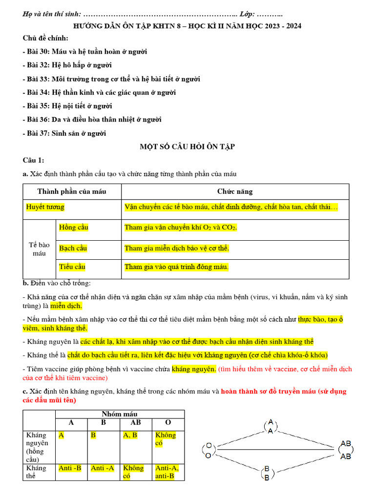 HDOT KHTN 8 CKII 2324 - Đáp Án | PDF