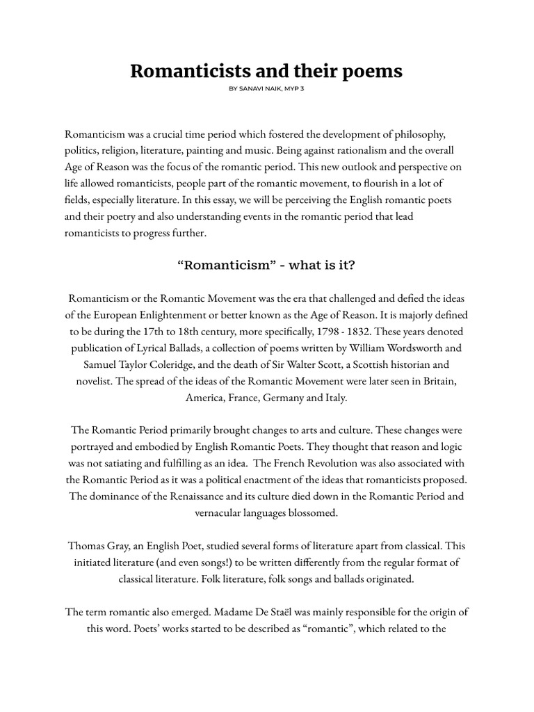 Exploring Romantic Poetry | PDF | Romanticism | Poetry