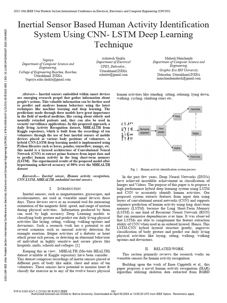 Inertial Sensor Based Human Activity Identification System Using Cnn Lstm Deep Learning