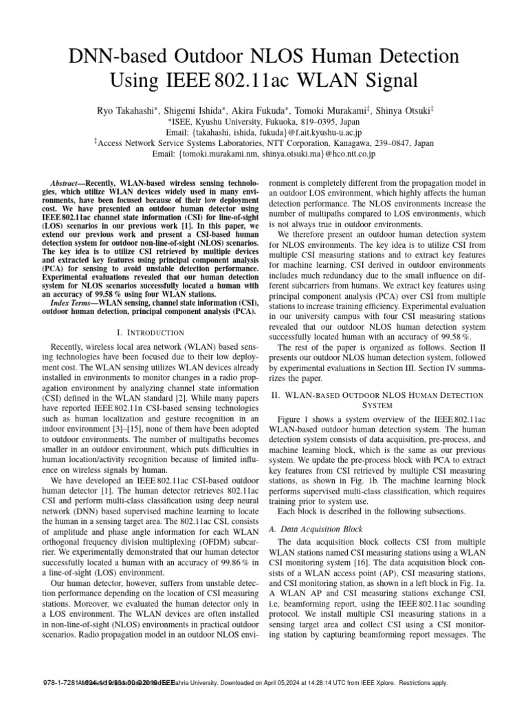 DNN-based Outdoor NLOS Human Detection Using IEEE 802.11ac WLAN Signal ... DNN-based Outdoor NLOS Human Detection Using IEEE 802.11ac WLAN Signal ...