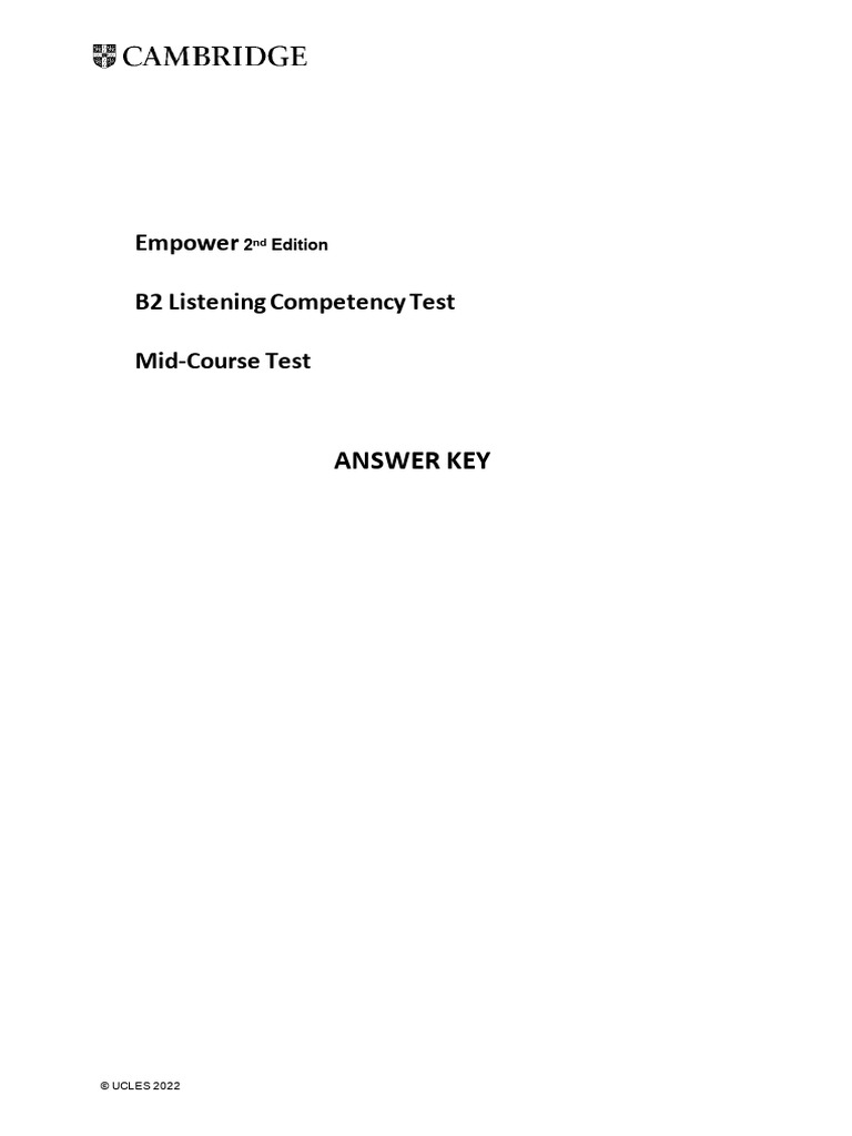 Mid Course Competency Listening Test Answer Key | PDF