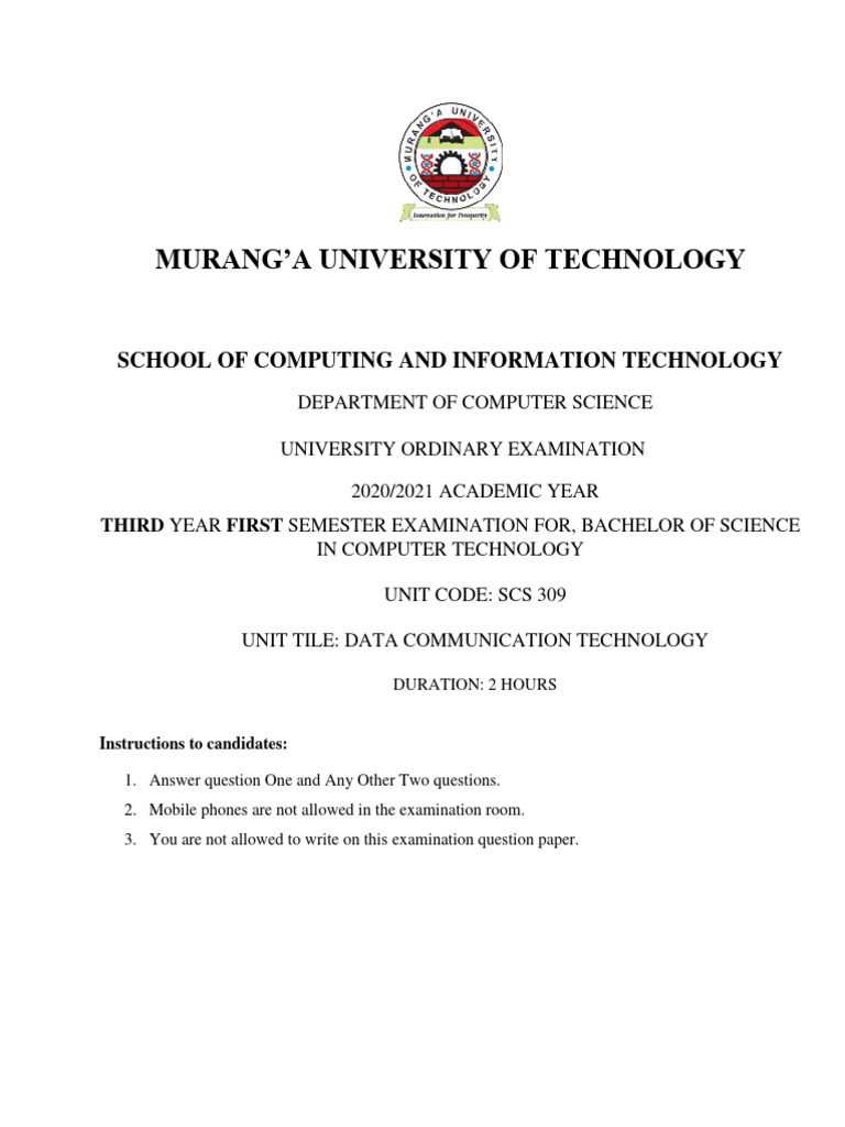 Scs 309-Data Communication Technology | PDF | Telecommunications ...