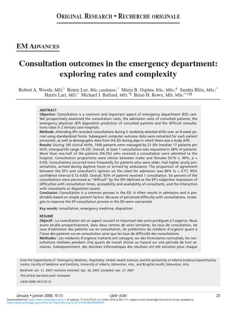 Consultation Outcomes in The Emergency Department Exploring Rates and ...