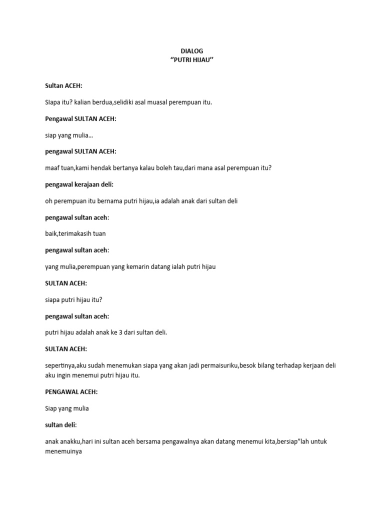 Penolakan Putri Hijau dari Aceh | PDF | Puisi