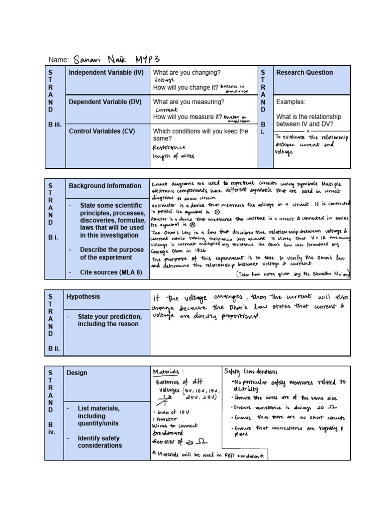 Physics Lab Report On Relationship Between Voltage and Current | PDF ...