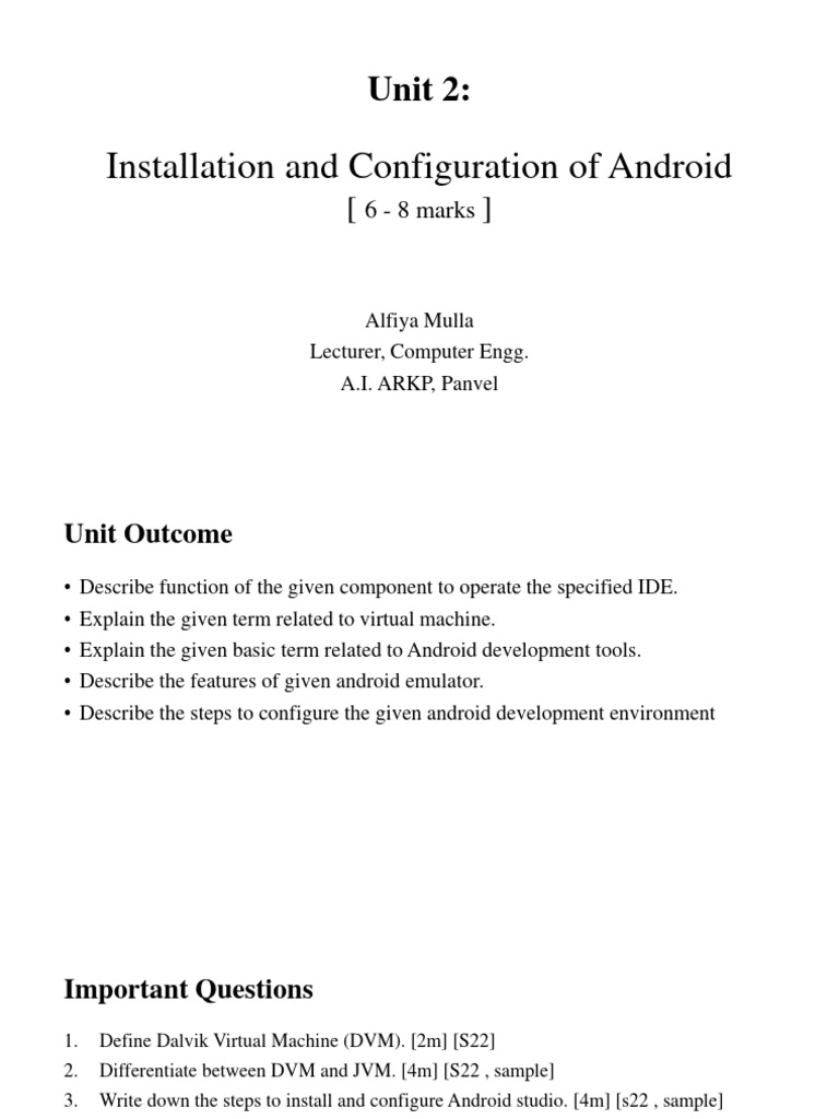Unit 2 | PDF | Android (Operating System) | Software Development Kit
