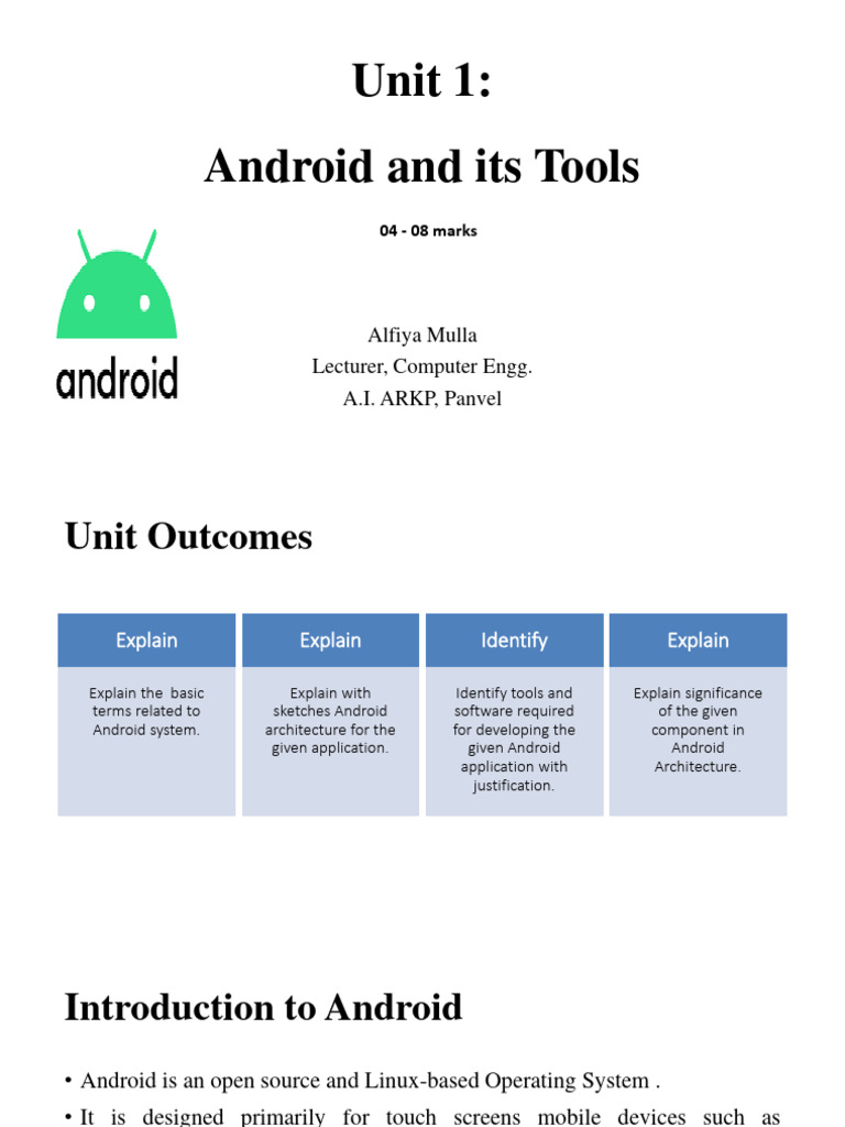 Unit 1 | PDF | Android (Operating System) | Application Software