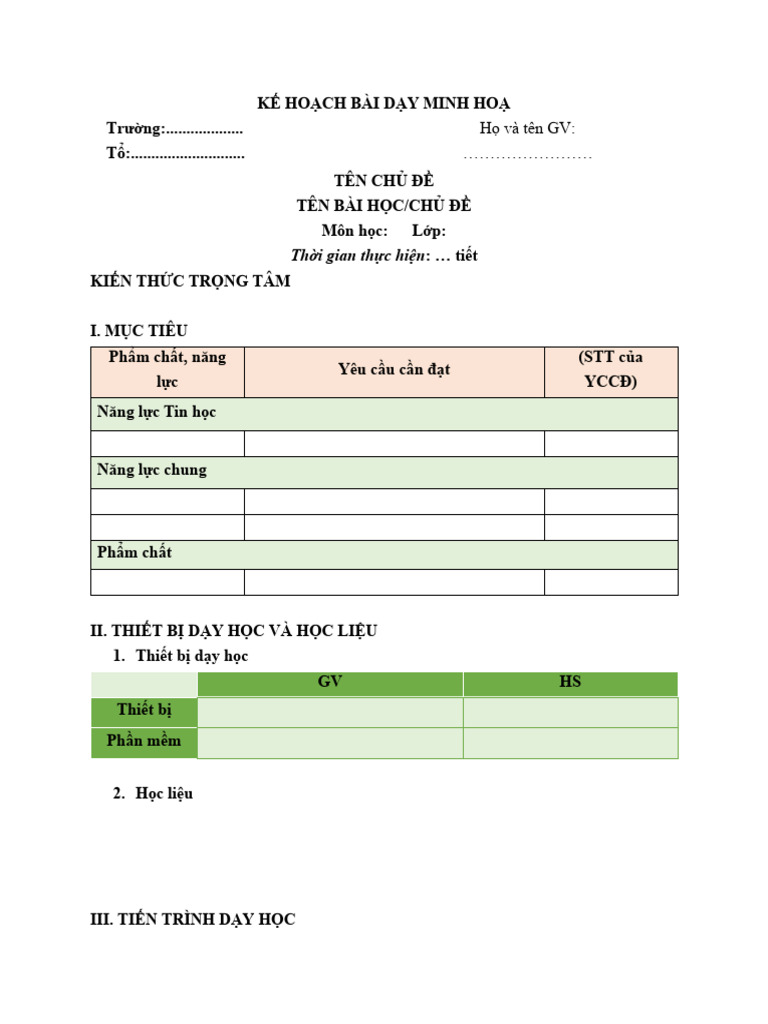 Khung KHBD KienNghi 1 | PDF