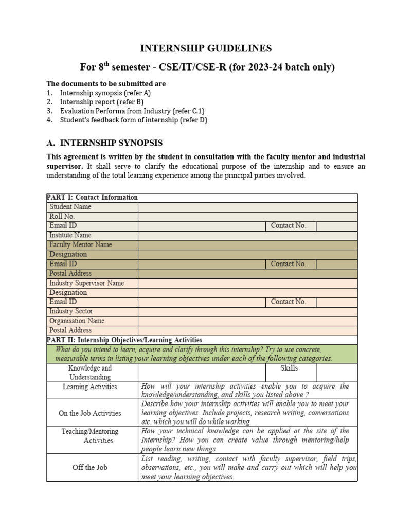 Internship Guidelines (2023-24 Only) | PDF | Job Hunting | Internship