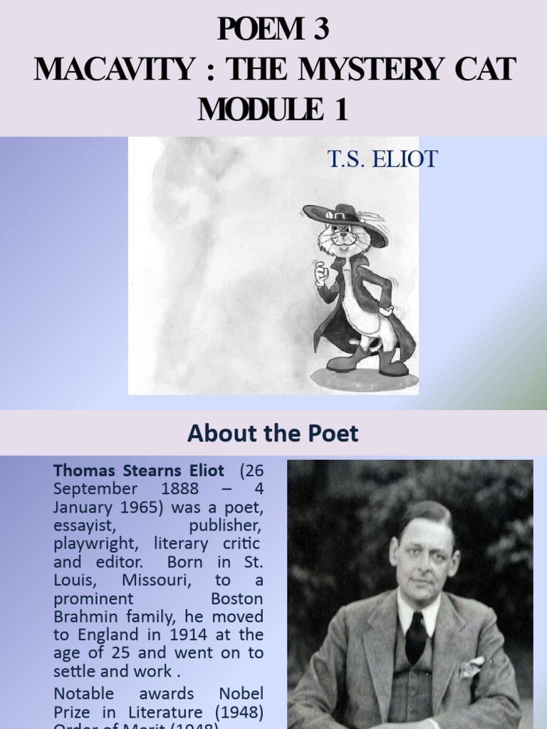 Viii Eng1 03B M01 Macavity The Mystery Cat PPT | PDF