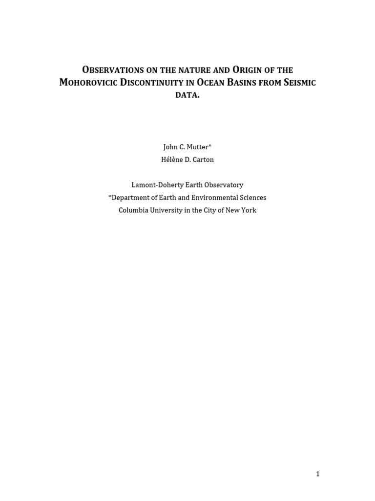 Moho Characteristics in Oceanic Crust | PDF | Crust (Geology) | Plate ...
