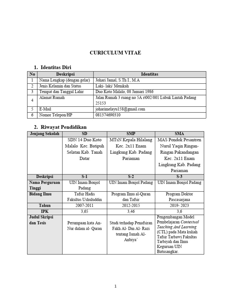 CV Johari Jamal 2024 | PDF