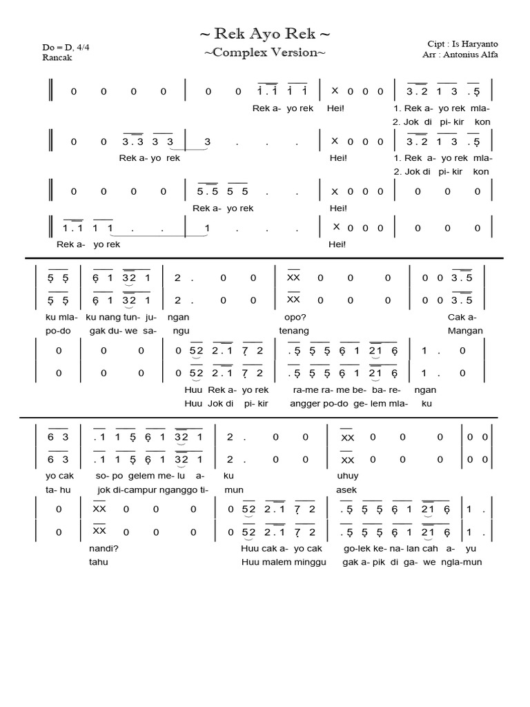 Rek Ayo Rek Complex Version | PDF | Teaching Methods & Materials