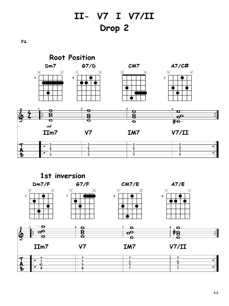 Voicing II V I Major - Drop 2 | PDF