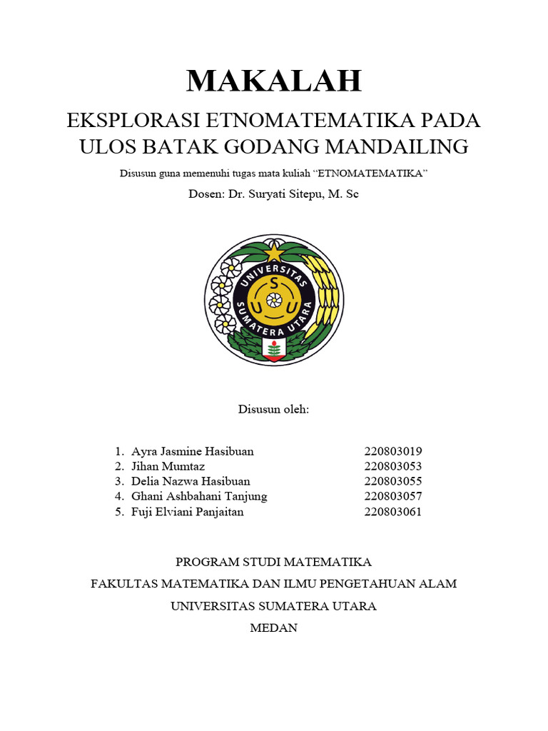Makalah Etnomatematika Kelompok Suku Batak Mandailing - (Ulos Godang ...
