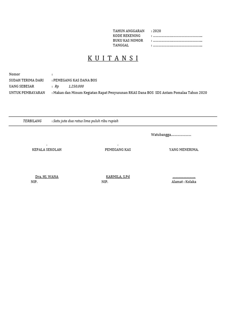 Kwitansi Makan Dan Minum Kegiatan | PDF