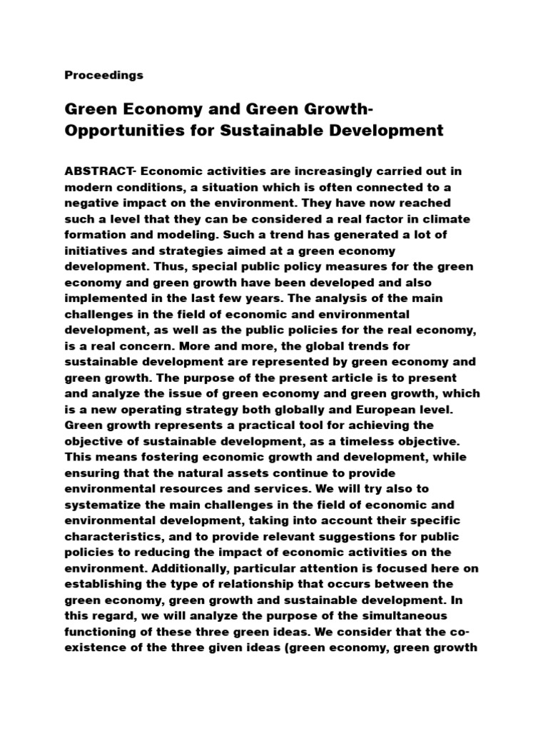 Green Economy & Growth: Sustainable Development | PDF | Green Growth ...