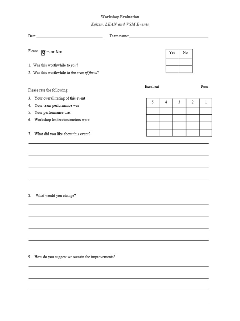 Kaizen Evaluation Form | PDF