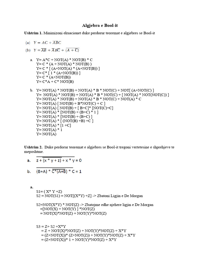 Seminar 4 - Algjebra Booleane | PDF
