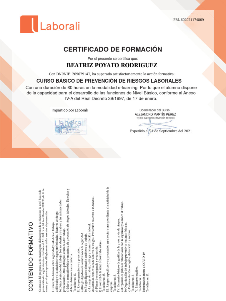 Beatriz Poyato Rodriguez RIESGO LABORALES | PDF | Negocios