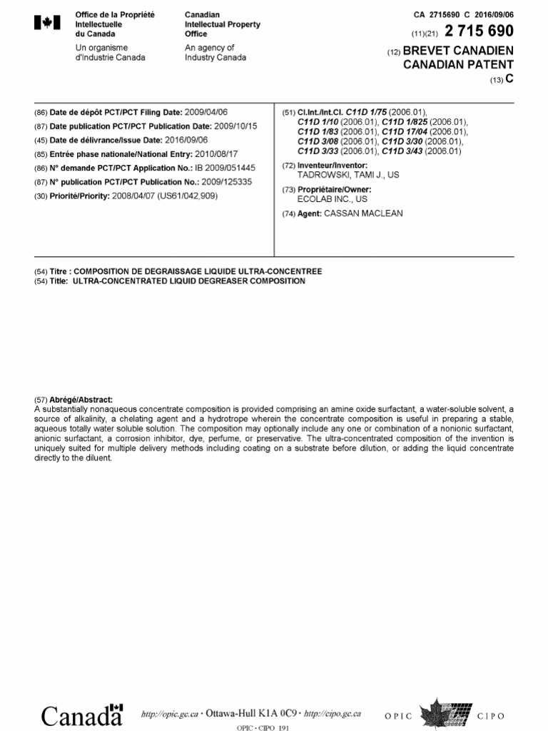 Ultra-concentrated liquid degreaser composition | PDF