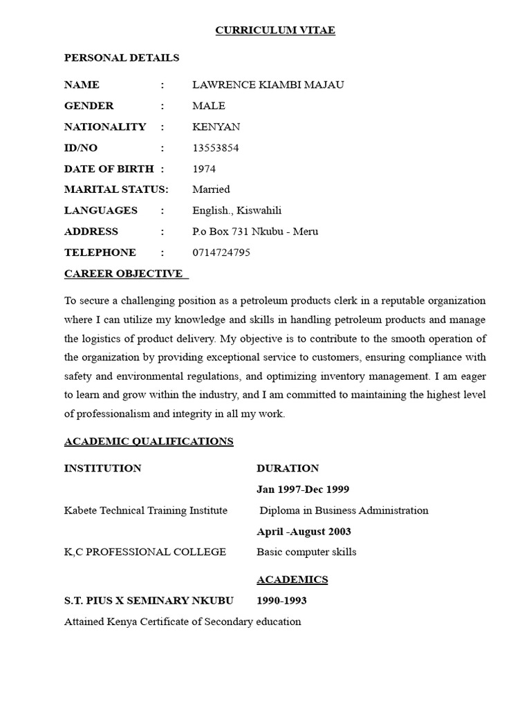 Curriculum Vitae | Download Free PDF | Kenya | Business