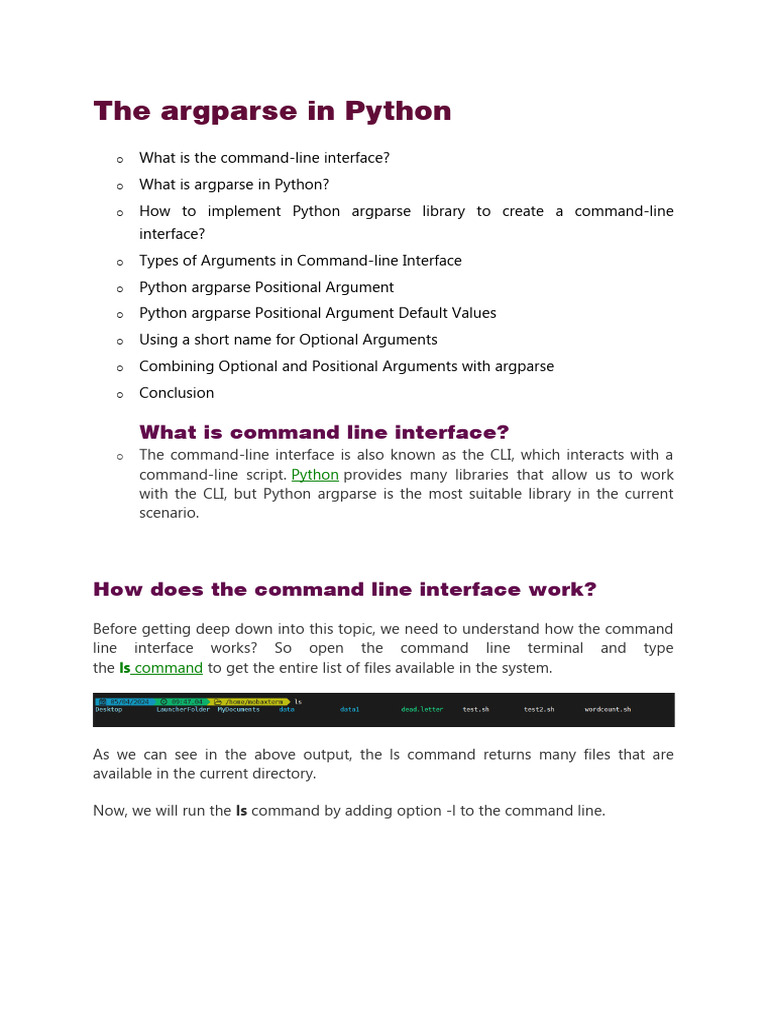 The Argparse In Python Pdf Command Line Interface Parameter Computer Programming 8820