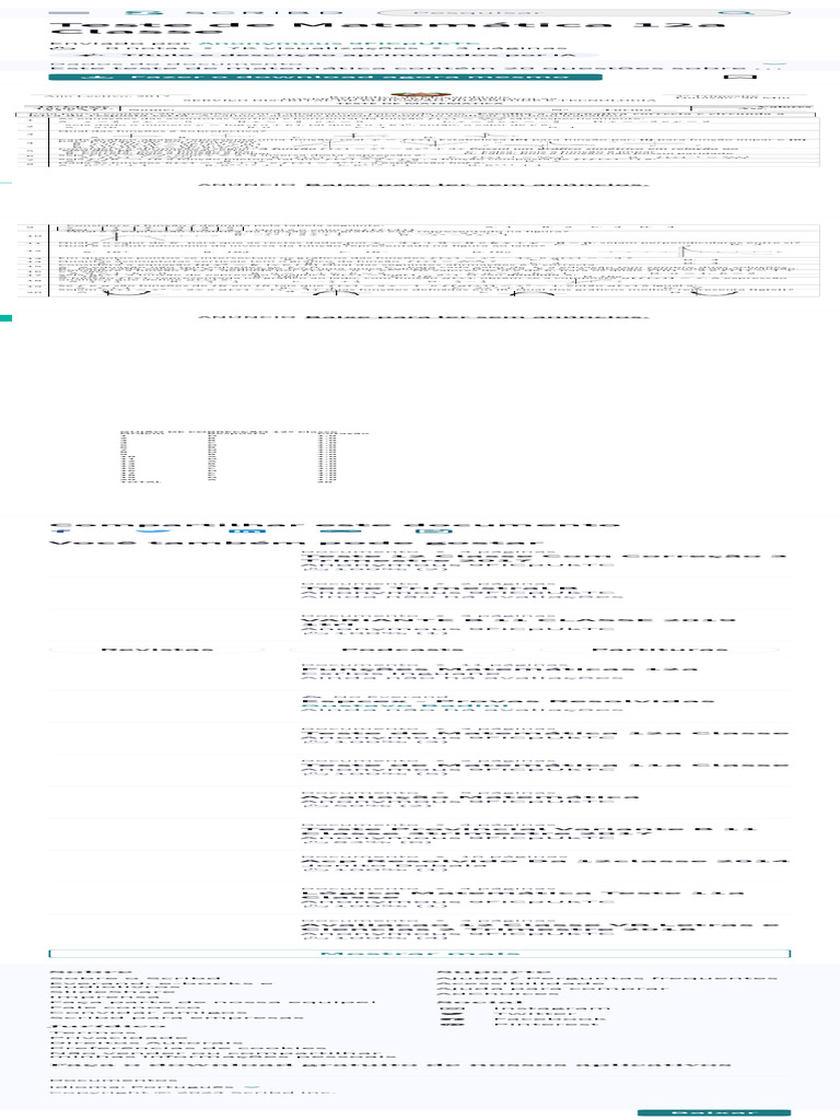 Teste de Matemática 12a Classe PDF Função (Matemática) Relações ...