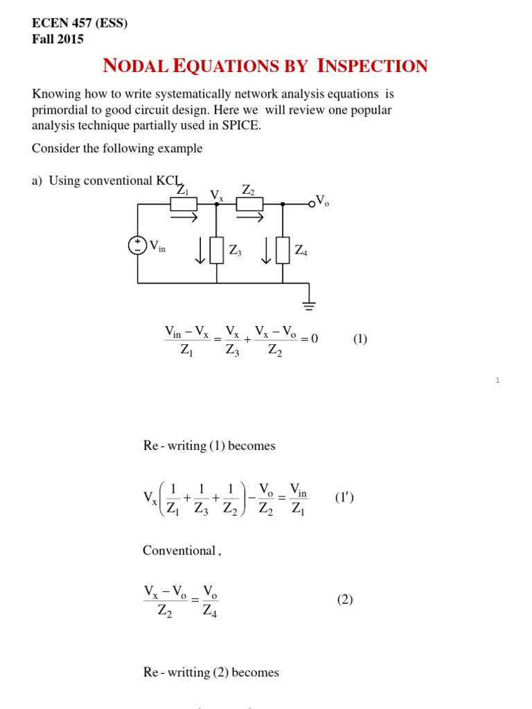 457 Nodal Analysis 2015 | Download Free PDF | Algebra | Electrical Engineering