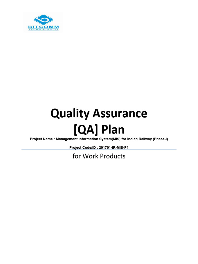 BTPL Ir Mis P1 Qa Qap WP V1.0 | PDF | Quality Management System | Audit