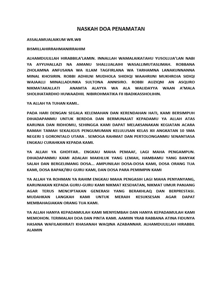 Naskah Doa Penamatan | PDF | Agama & Spiritualitas | Gaya Hidup