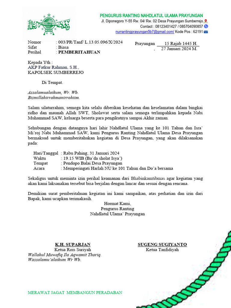 Undangan Harlah Nu | PDF | Agama & Spiritualitas