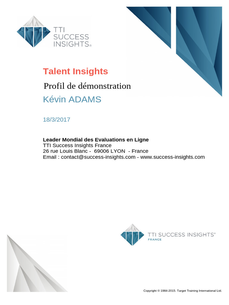 PROFIL Démo Kevin ADAMS | PDF | Motivation | Motivant