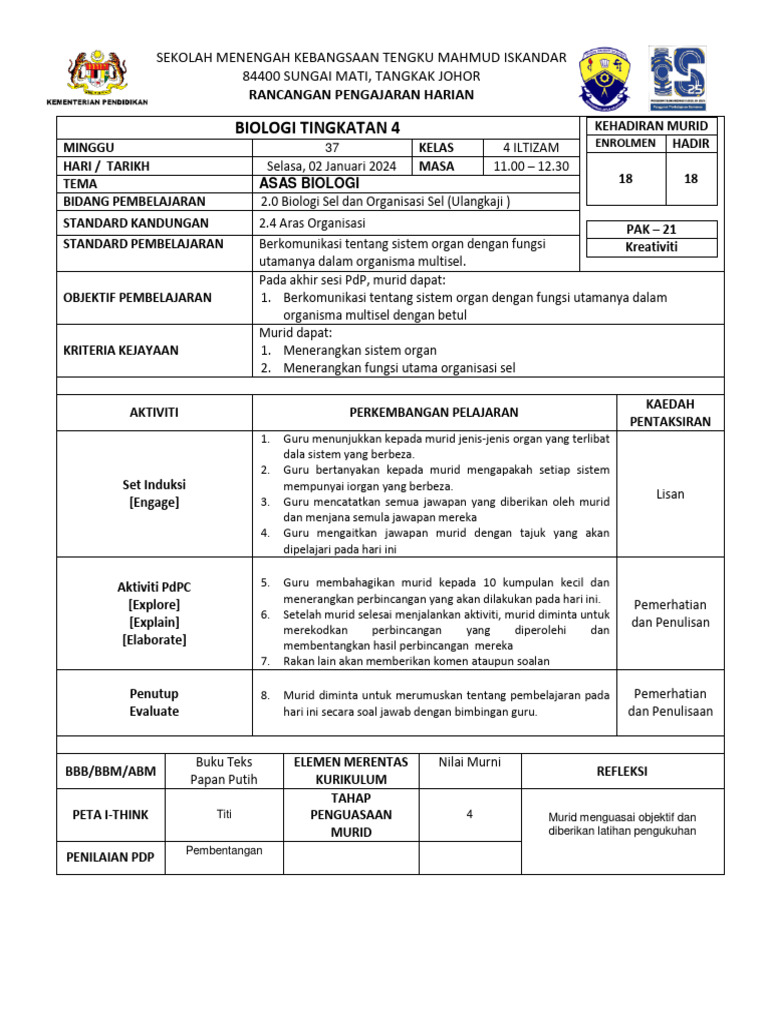 RPH Minggu 37 (2 Jan - 4 Jan) | PDF