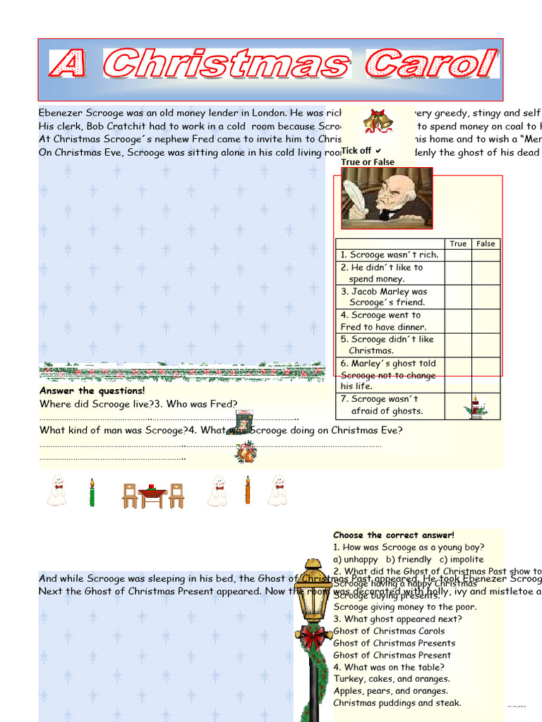 A Christmas Carol - Simplified Version (KEY Included) | PDF | Ebenezer ...