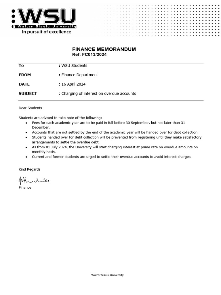 Finance Memo Charging of Interest FC013 - Signed | PDF | Business ...